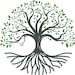 Circle Root Tree, Oak Tree, Family Tree, Monochrome and Colored Designs ...