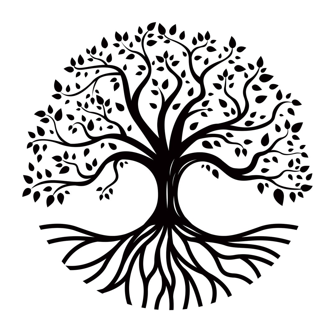Family Tree SVG: Circle Root Design, Monochrome & Colored (digital ...