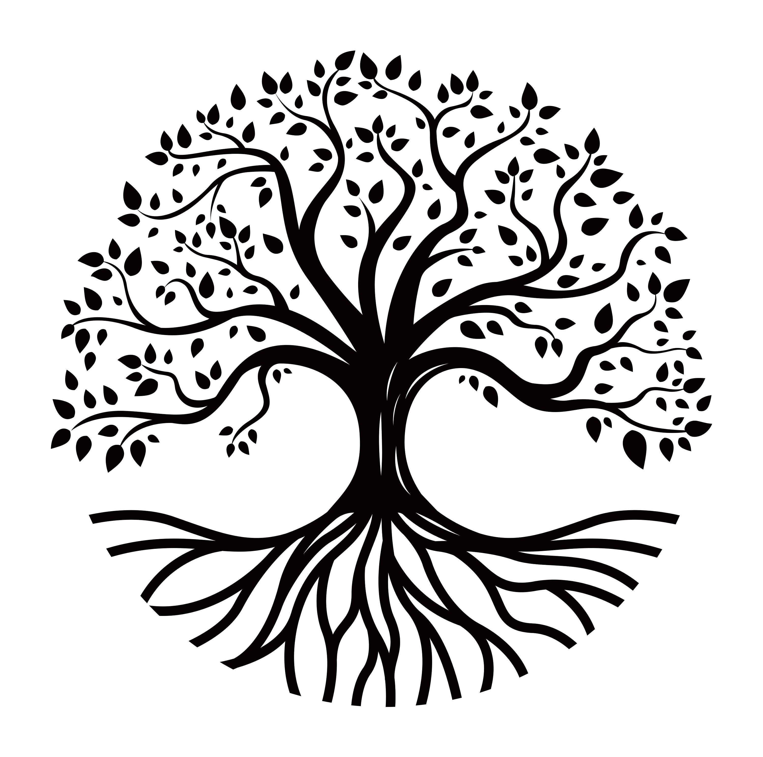 Family Tree SVG: Circle Root Design, Monochrome & Colored (digital ...
