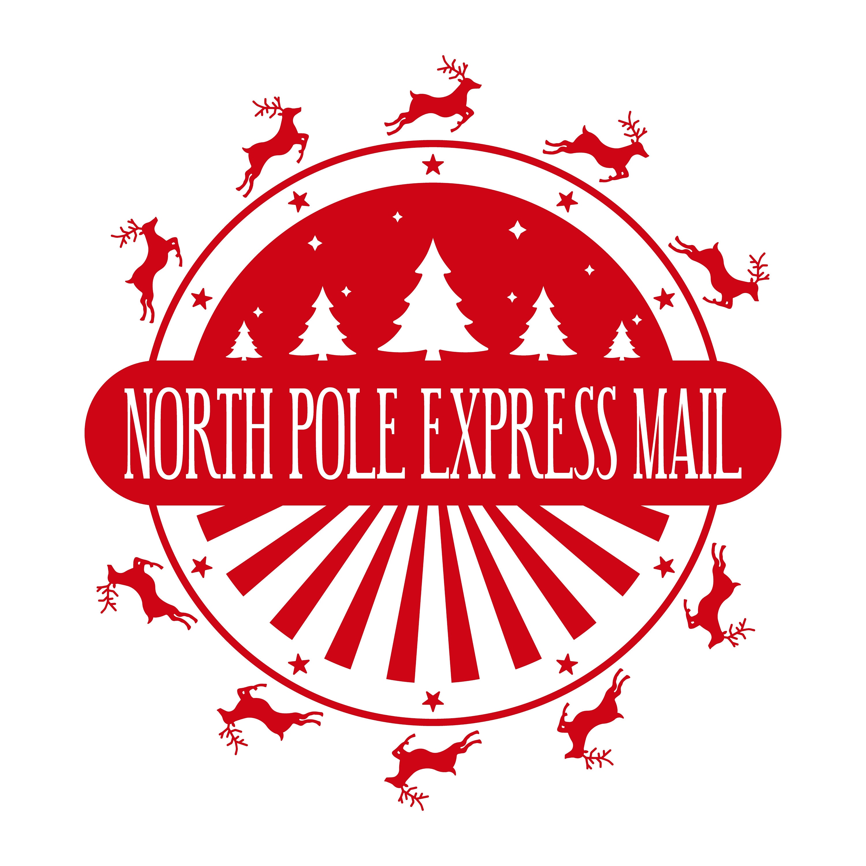 North Pole Express Mail Round Stamp, Cut File SVG + PNG + JPEG + Pdf ...