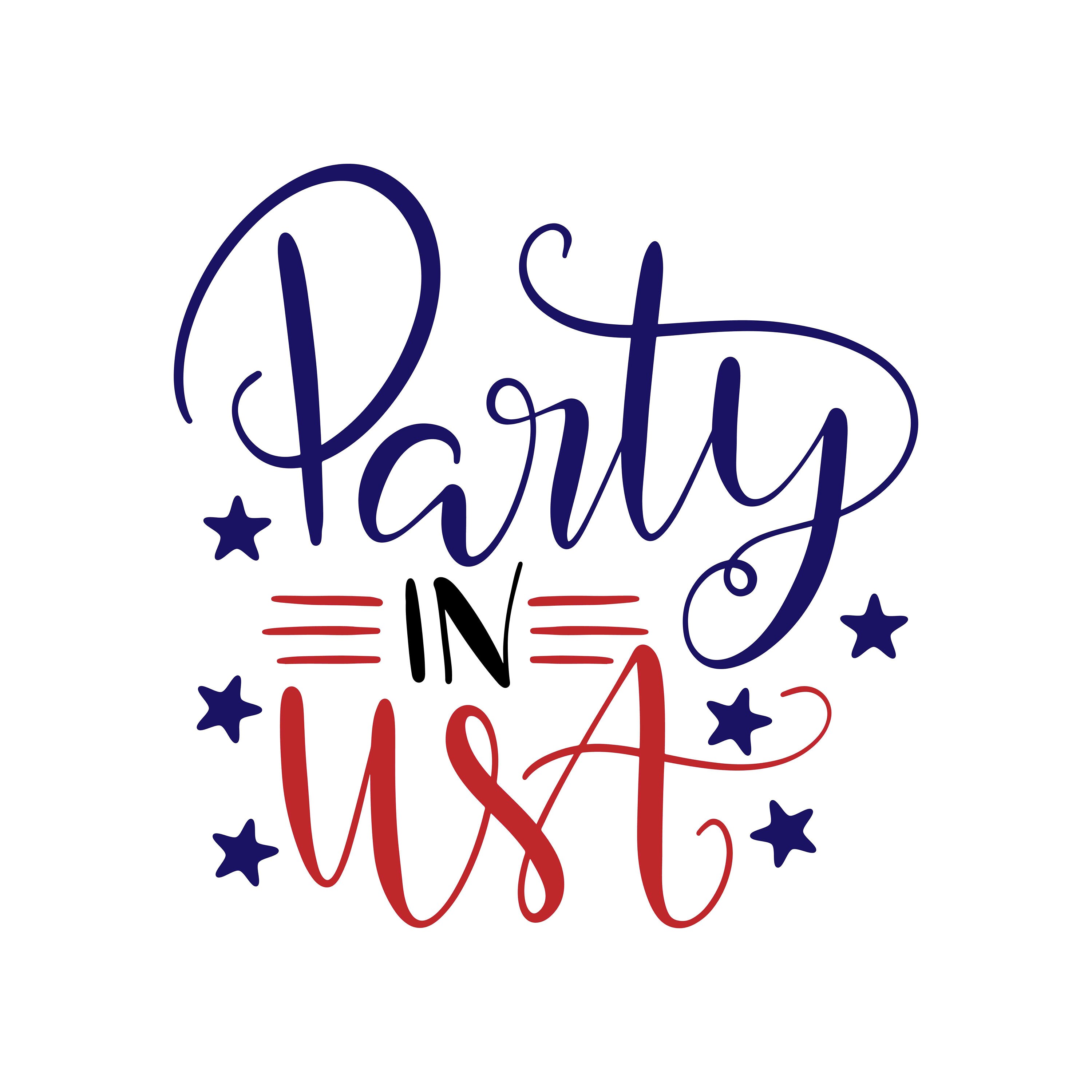Party in USA, Layered Cut File SVG Png Jpg Eps Ai Dxf Clip Art & Image ...