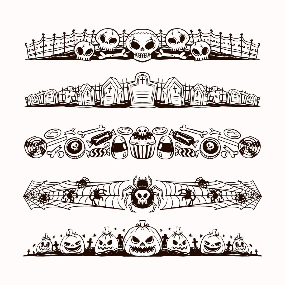 Horror Borders Bundle, 5 Different Borders Design, Cut File SVG PNG ...