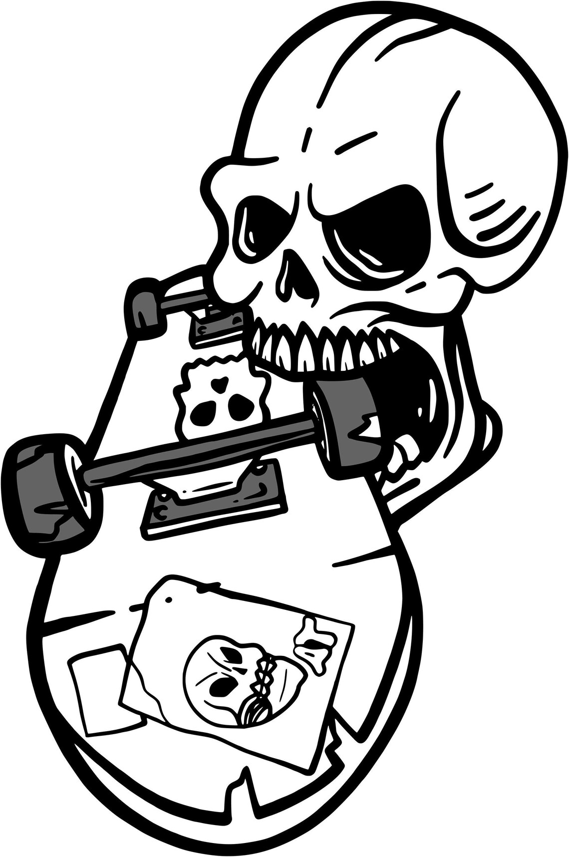 Skeleton Biting Skateboard SVG: Skate or Die Cricut Design (digital ...