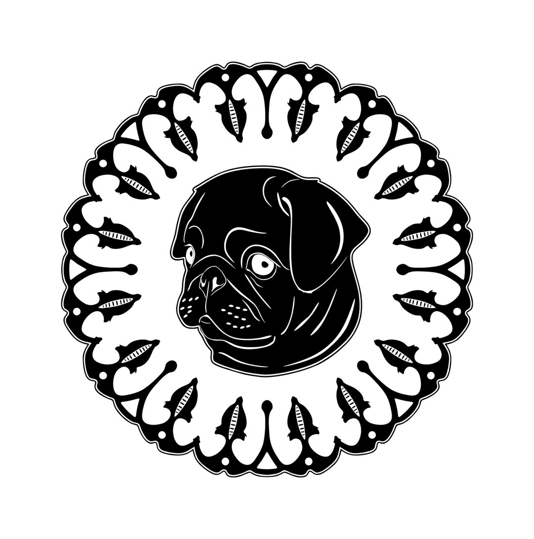 Cute Pug With Circle Floral Frame, Layered Cricut Design Cut File SVG ...