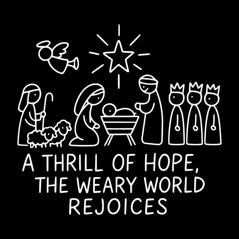 A Thrill of Hope, the Weary World Rejoices, Layered (svg, Png, Dxf, Eps ...