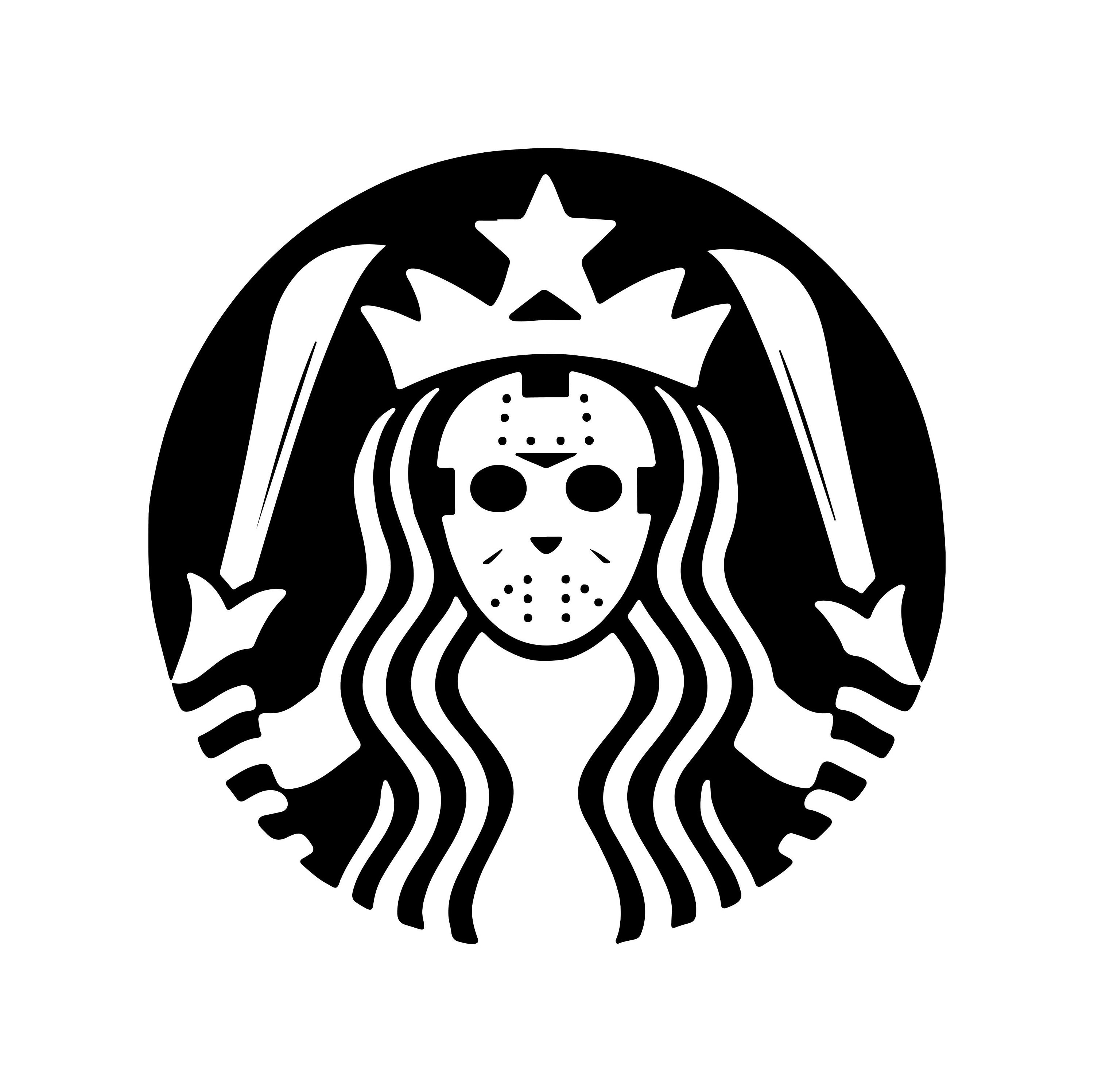 Scary Starbucks Logo Skeleton Starbucks Coffee Halloween Embroidery