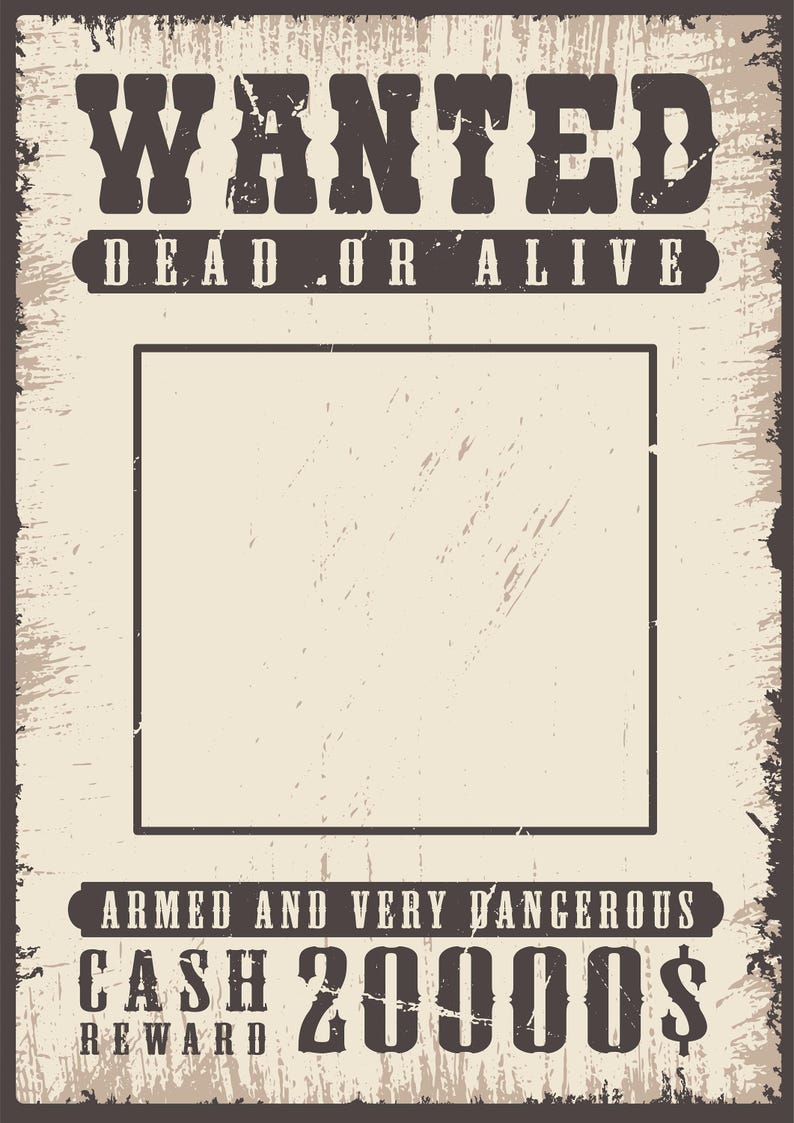 Wanted Poster Design: Editable Western Reward File (SVG, PNG, PDF) - Etsy