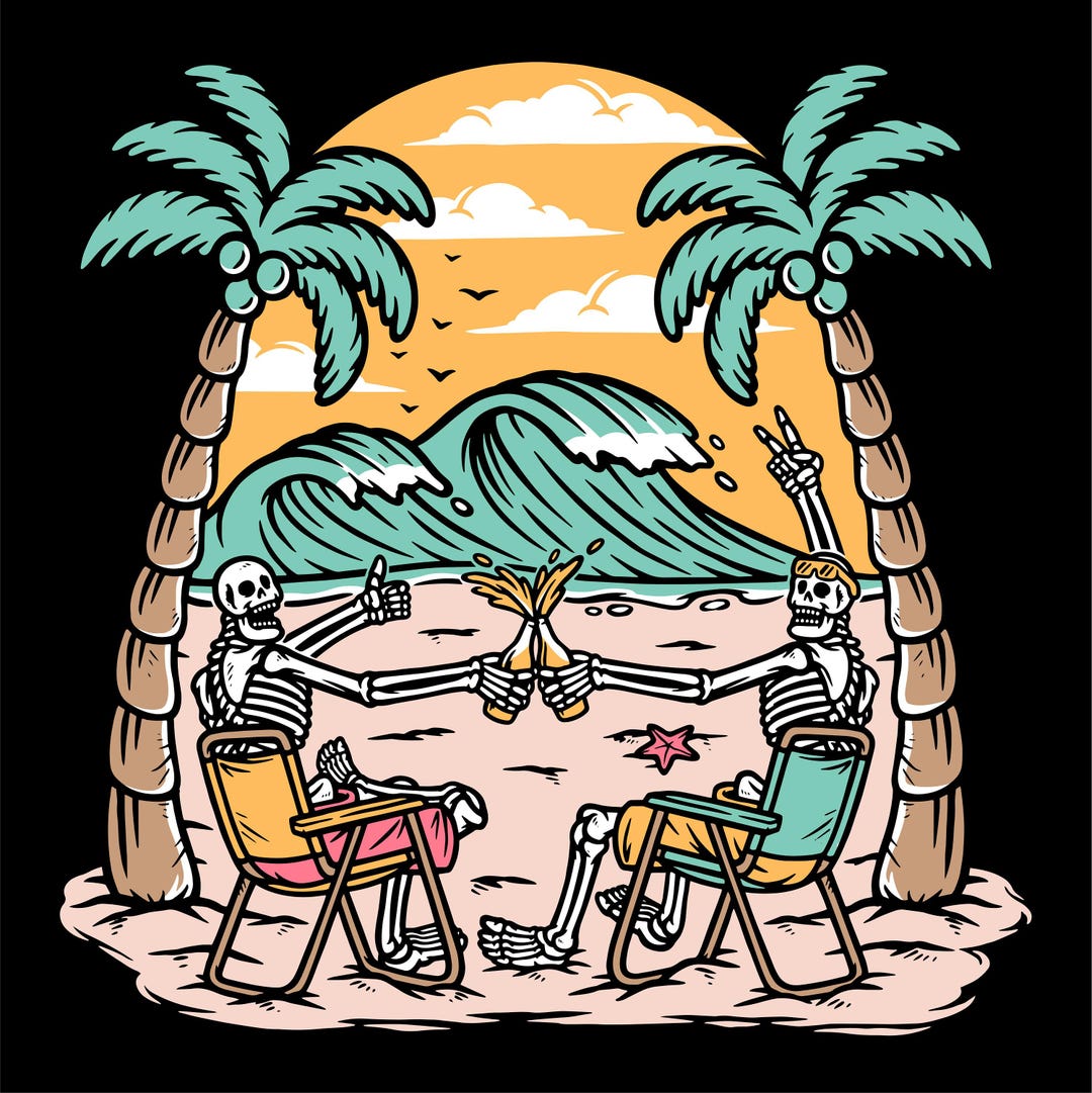 Skeleton Besties Beach Beer SVG: Layered Cut Files (digital Download ...