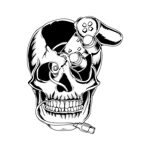 Gamer Skull, Skull With Game Controller, Skull Illustration, Cricut ...