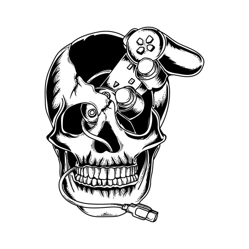 Gamer Skull, Skull With Game Controller, Skull Illustration, Cricut ...