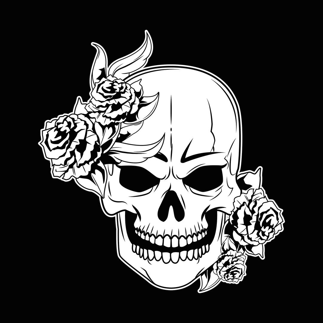 Rose Skull Illustration, Layered Cricut Design Cut File SVG + PNG + JPG ...