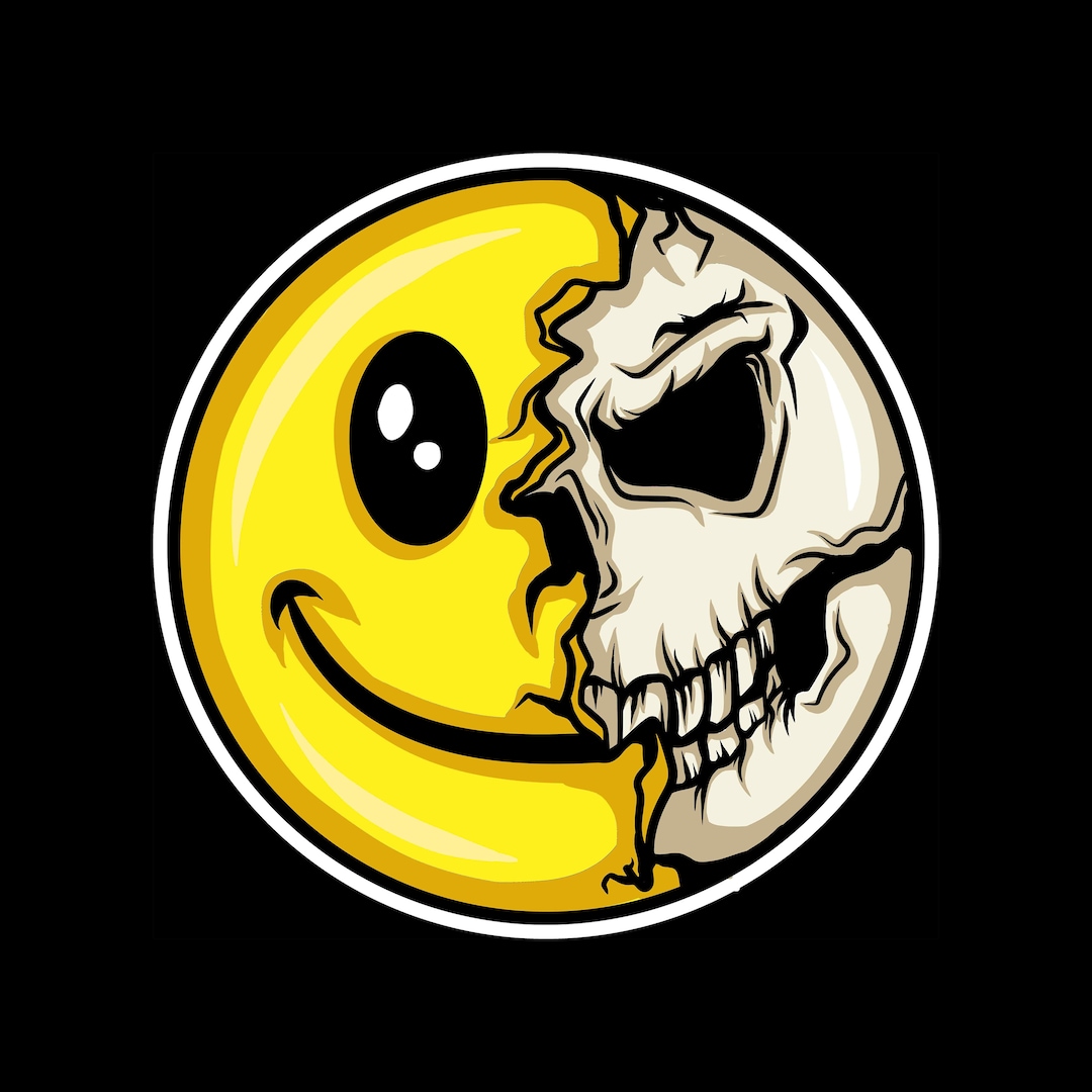 Half Emo, Half Skull, Nevermind Smiley Face, Layered Cricut Design Cut ...