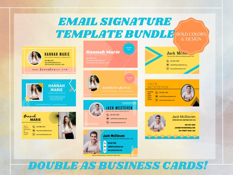 Custom Email Signature Template Bundle Canva Editable Template Digital ...