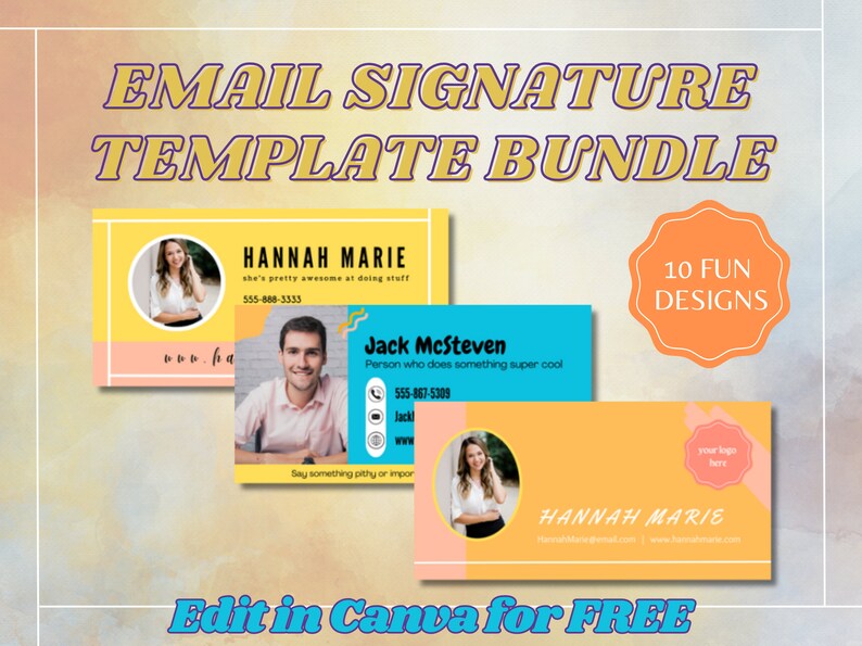 Custom Email Signature Template Bundle Canva Editable - Etsy