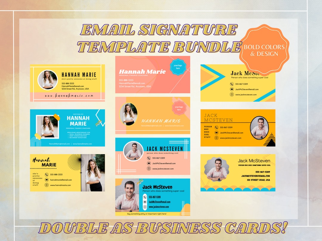 Custom Email Signature Template Bundle Canva Editable - Etsy