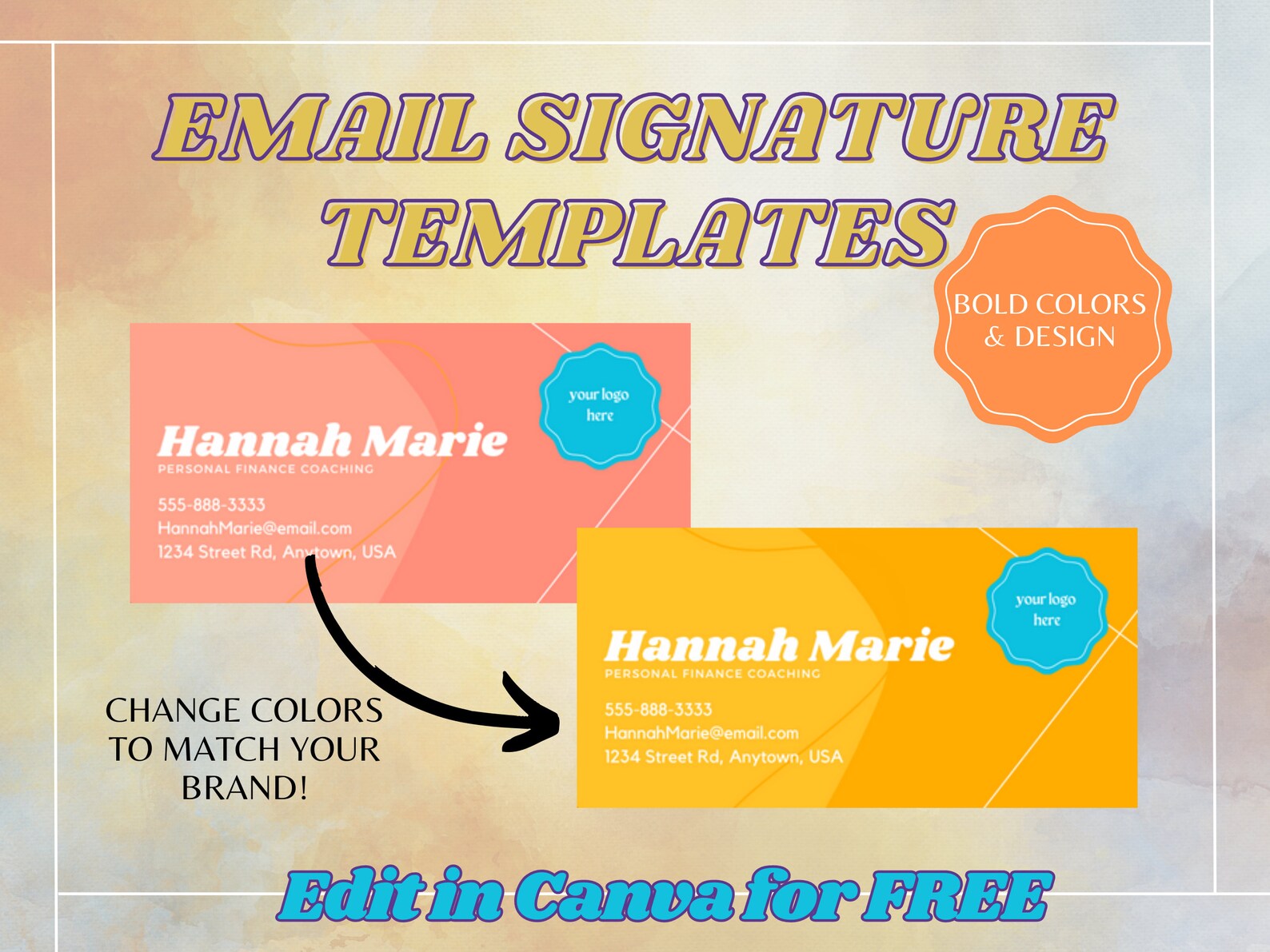 Custom Email Signature Template Bundle Canva Editable - Etsy