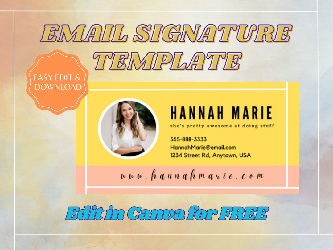Cute Email Signature Template Canva Editable Template - Etsy