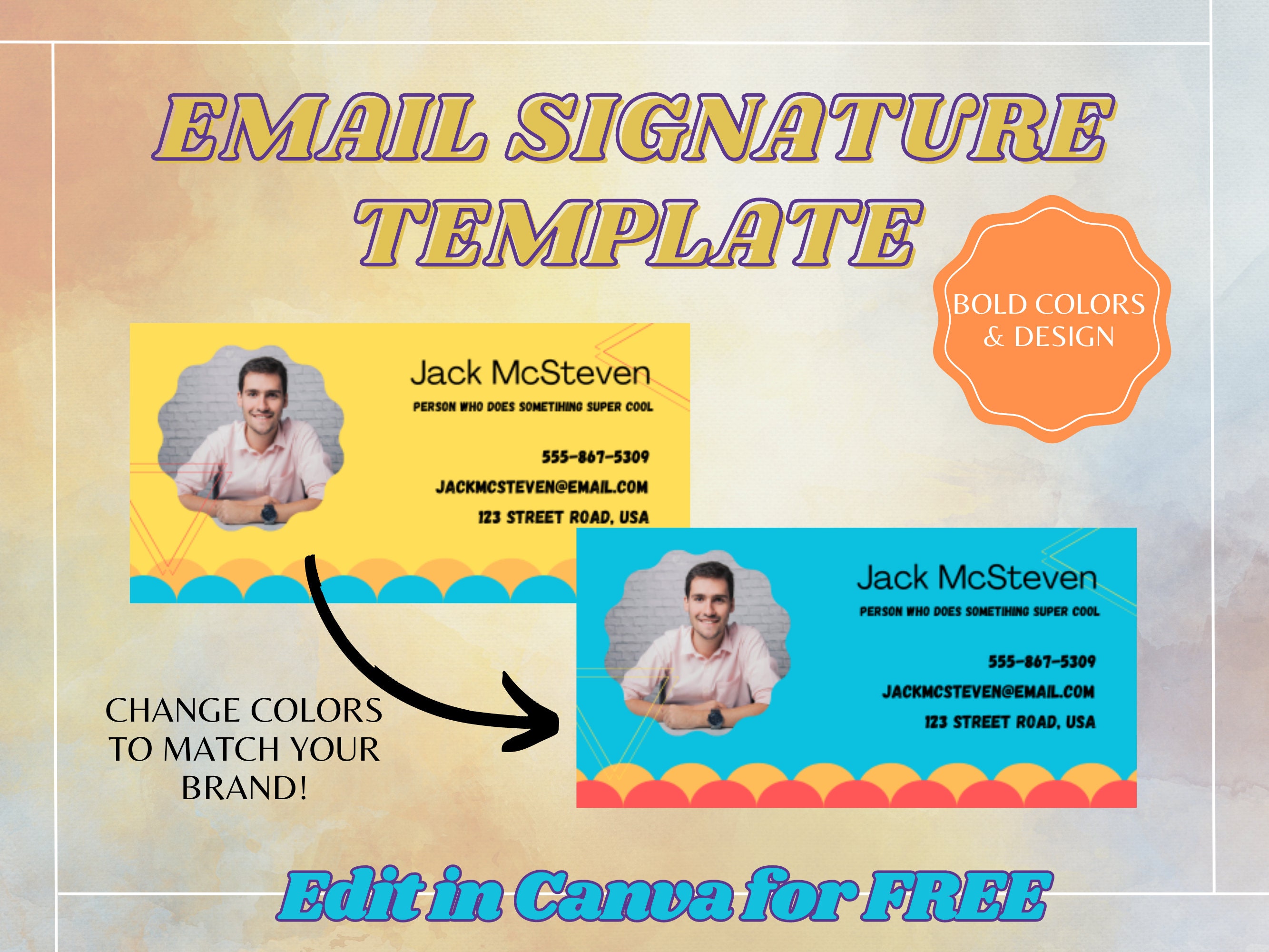 Bold & Fun Email Signature Template Canva Editable Email Signature ...