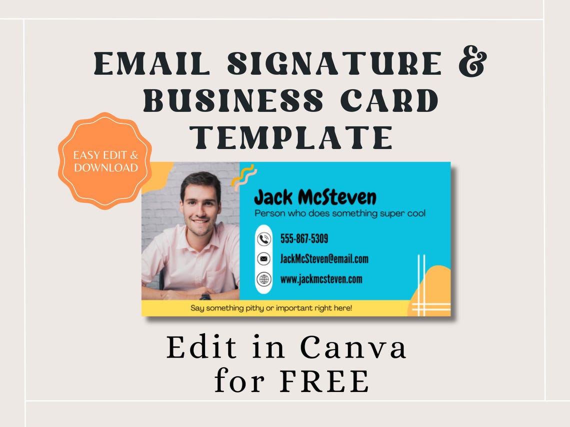 Bold & Fun Email Signature Template | Canva Editable Email Signature ...