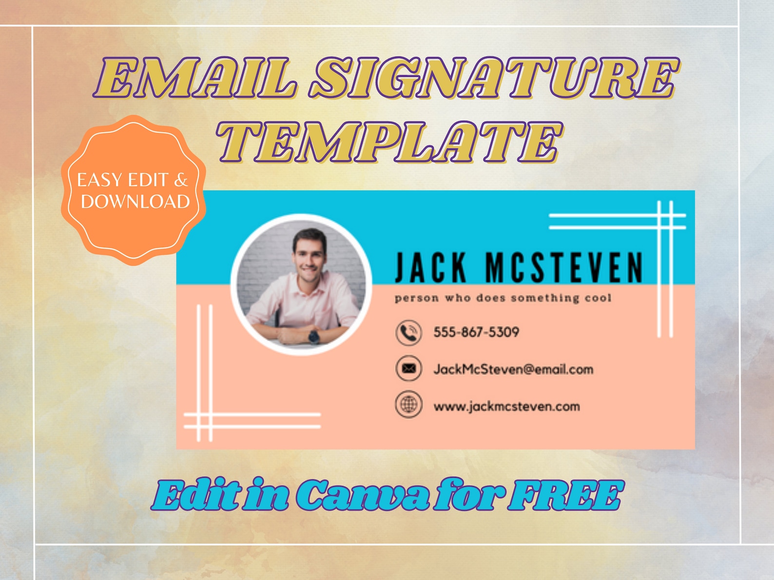 Fun Email Signature Template Canva Editable Email Signature - Etsy