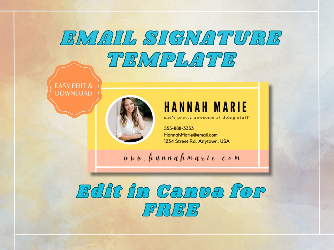 Cute Email Signature Template Canva Editable Template Digital Marketing ...
