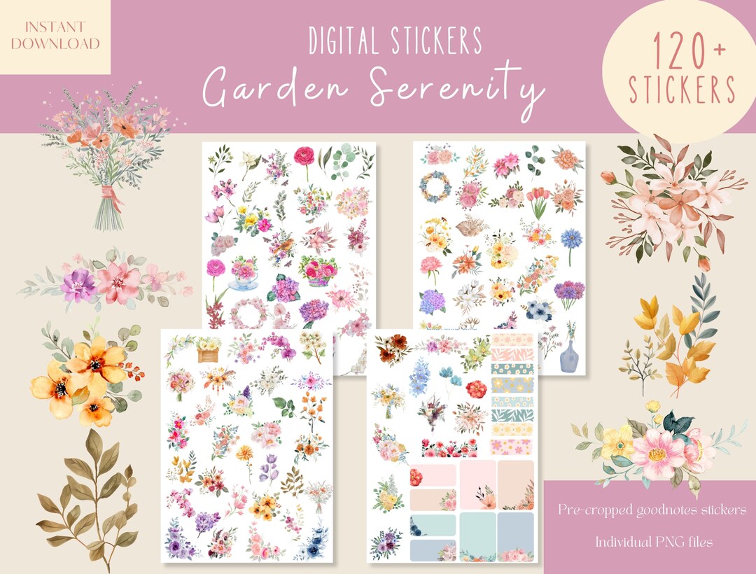 Garden Serenity Goodnotes Stickers|spring Everyday Digital Sticker ...