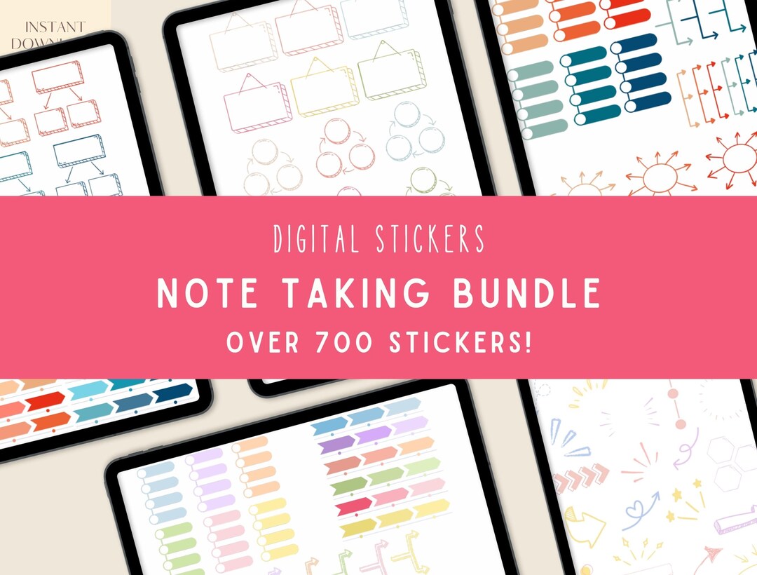 Note Taking Stickers Bundle - 700+ Digital Planner Stickers, Study ...