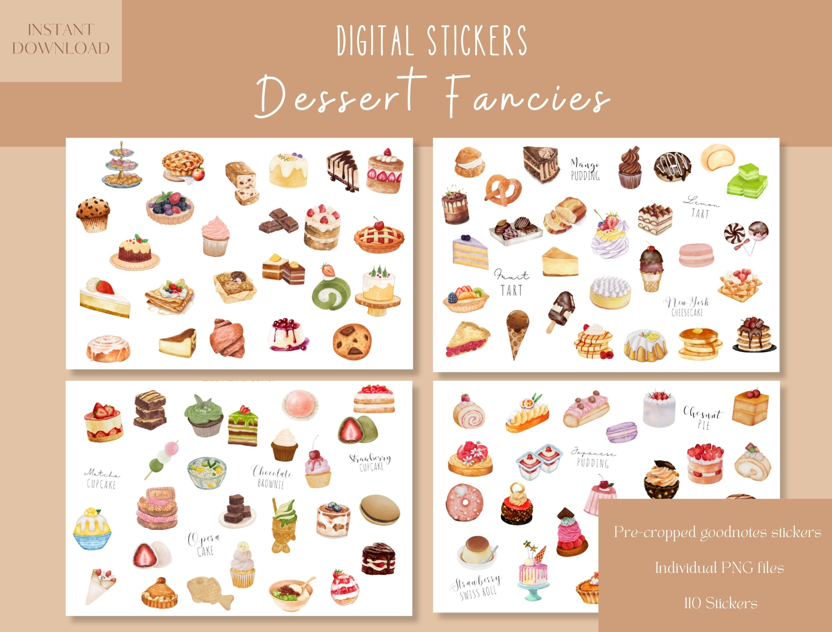 Dessert Fancies Goodnotes Stickers|everyday Digital Stickers| Digital ...