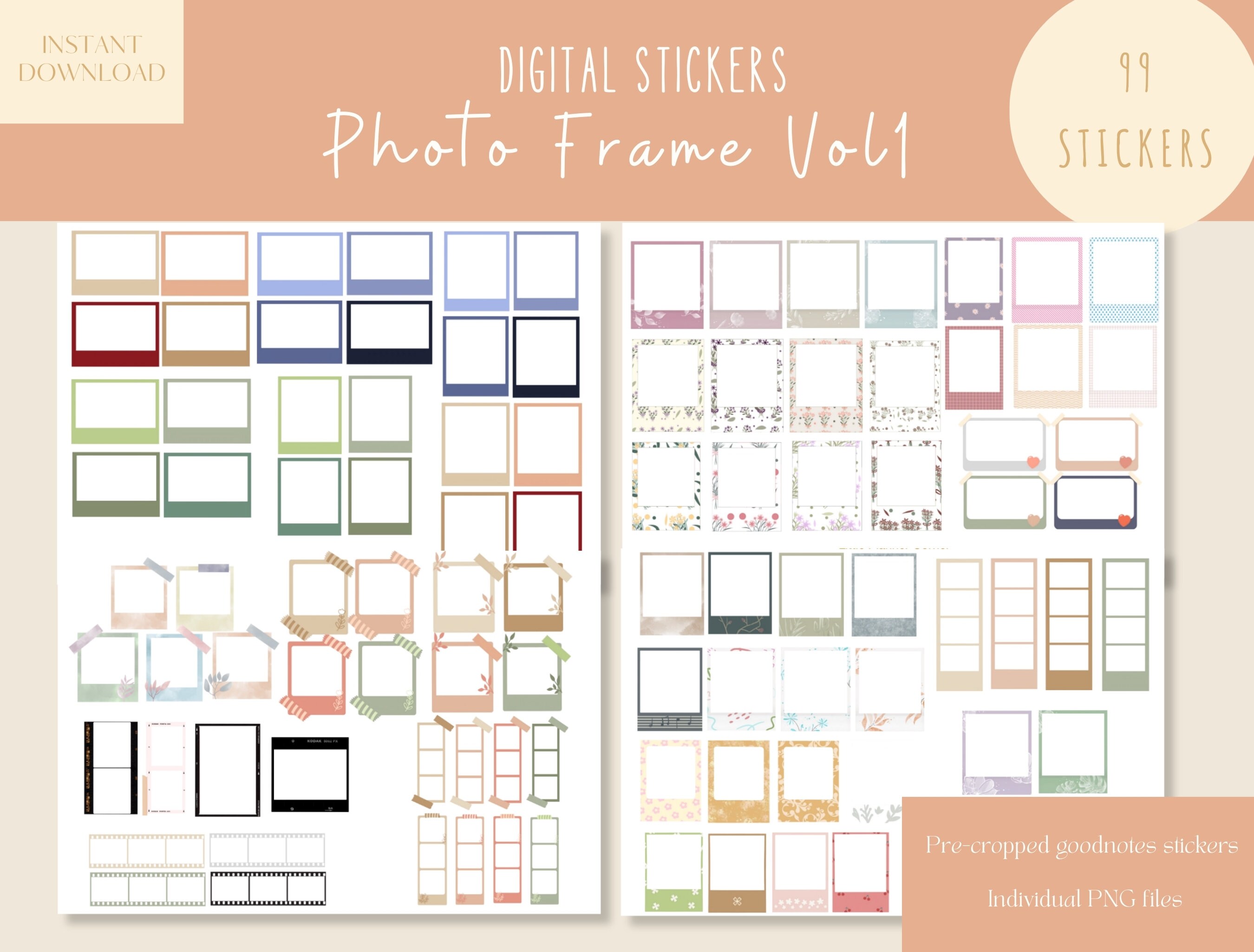 Photo Frame Vol1 Goodnotes Stickerseveryday Digital Stickersdigital ...