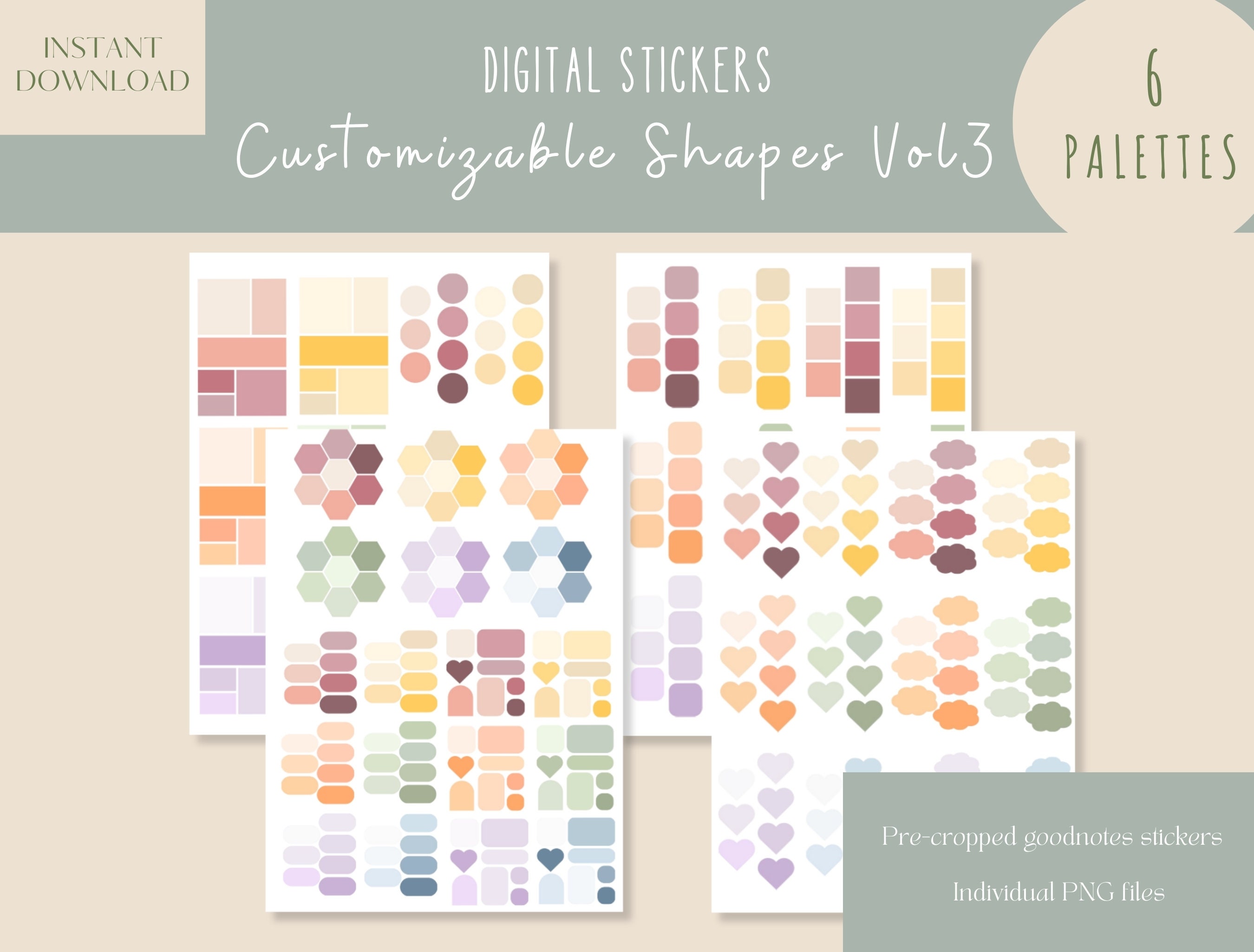 Customizable Shapes Vol3 Goodnotes Stickers|everyday Digital Stickers ...