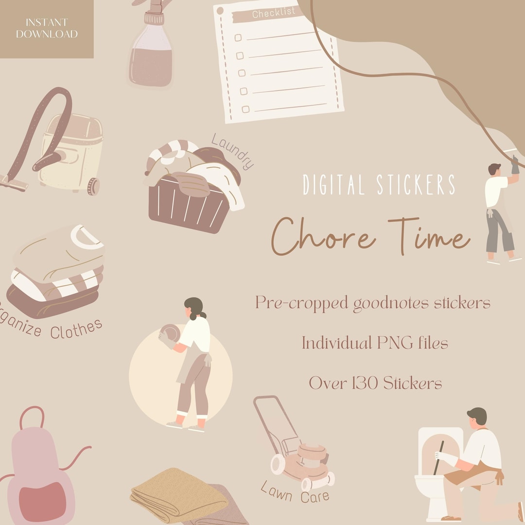 Chore Time Goodnotes Stickers| Essential Everyday Digital Stickers ...