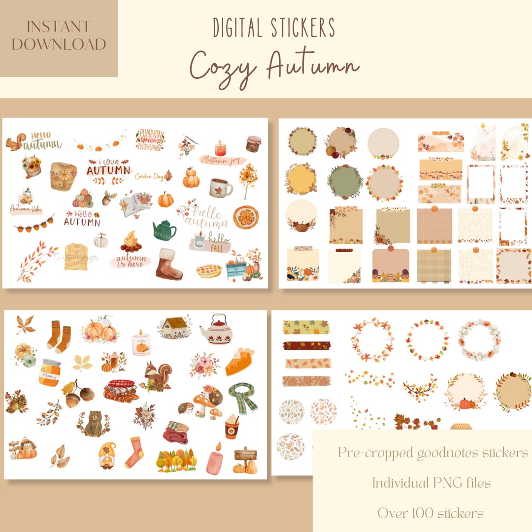 Cozy Autumn Goodnotes Stickers Aesthetic Everyday Digital - Etsy