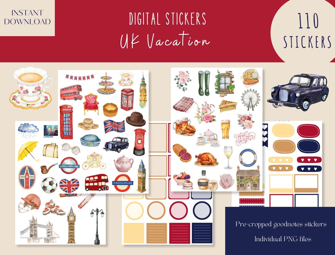 UK Vacation Goodnotes Stickers|everyday Digital Stickers|digital ...