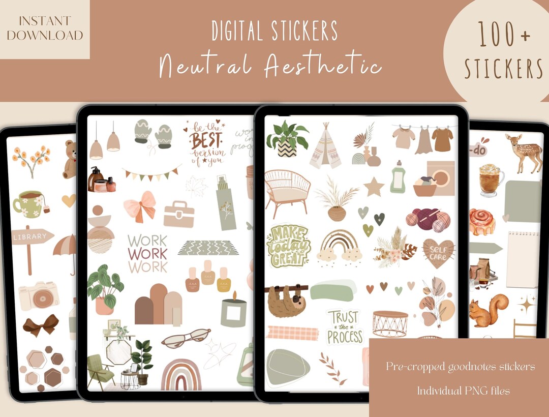 Neutral Aesthetic Goodnotes Stickers|everyday Digital Stickers| Digital ...