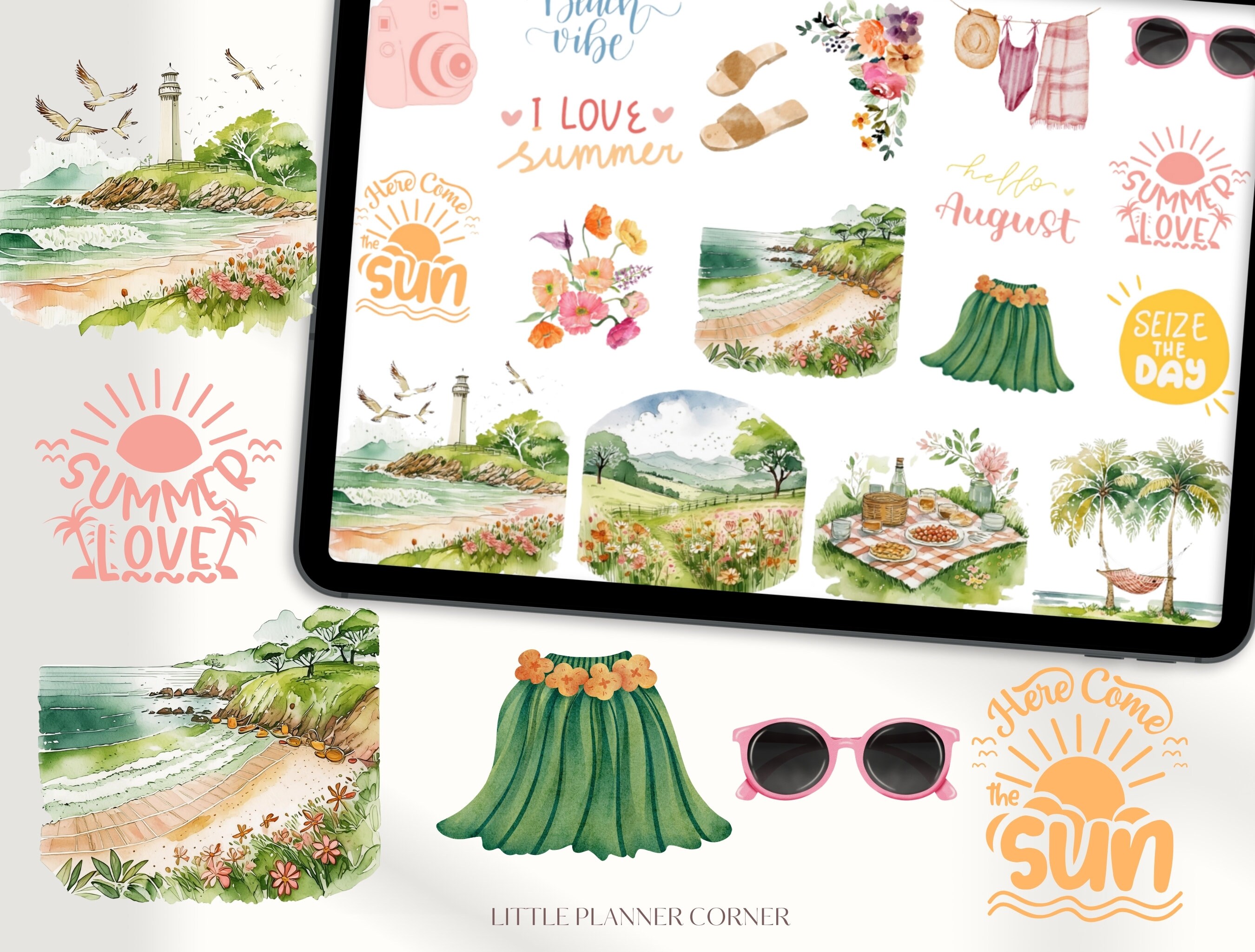 August 2024 Vol1 Goodnotes Stickers|everyday Digital Stickers| Vacation ...
