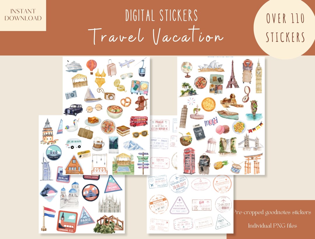 Travel Vacation Goodnotes Stickers|everyday Digital Stickers| Digital ...