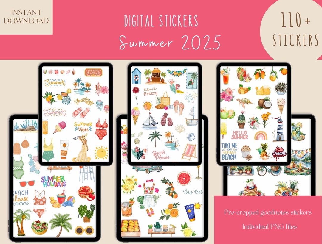 Summer 2025 Goodnotes Stickers |vacation Planner Stickers | Minimalist ...