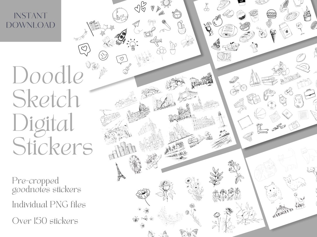 Sketch Doodle Daily Goodnotes Stickers|daily Digital Stickers ...