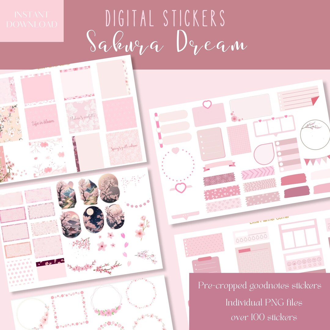 Sakura Dreams Goodnotes Stickers| Everyday Digital Stickers| Planner ...