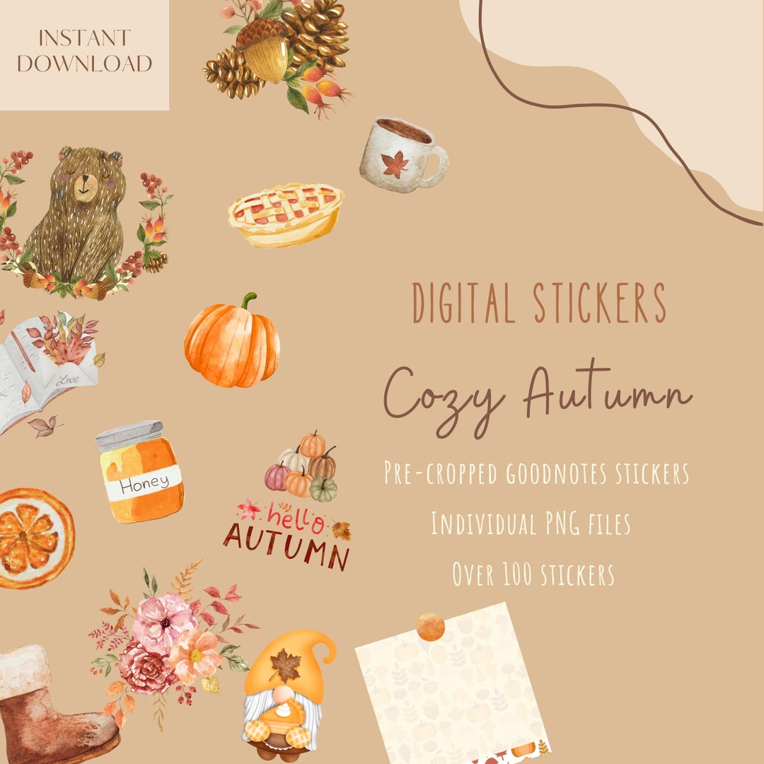 Cozy Autumn Goodnotes Stickers| Aesthetic Everyday Digital Stickers ...