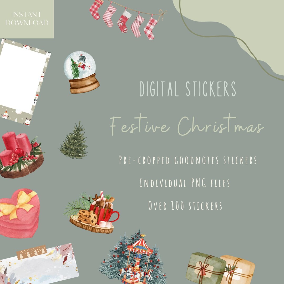 Festive Christmas Goodnotes Stickers|christmas Digital Stickers｜digital ...
