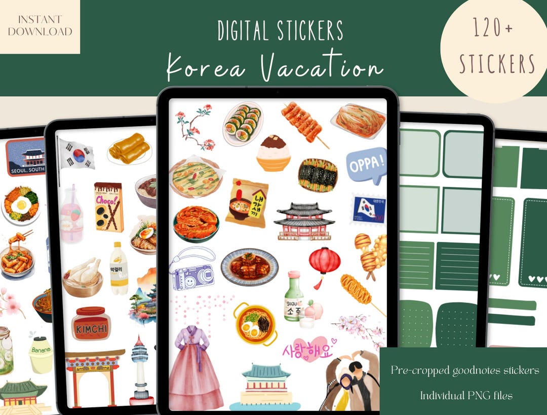 Korea Vacation Goodnotes Stickers| Korean Digital Stickers|digital ...