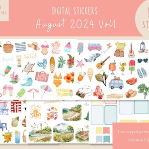 August 2024 Vol1 Goodnotes Stickers|everyday Digital Stickers| Vacation ...