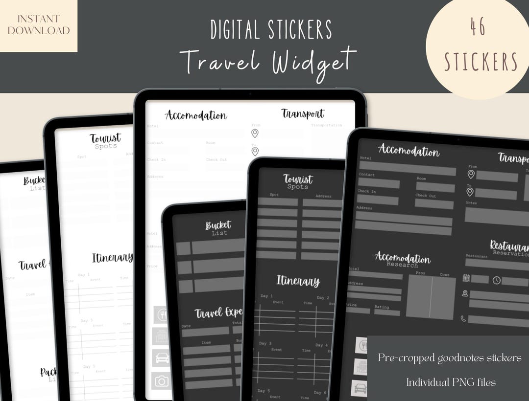 Travel Widget Goodnotes Stickers|everyday Digital Stickers| Vacation ...