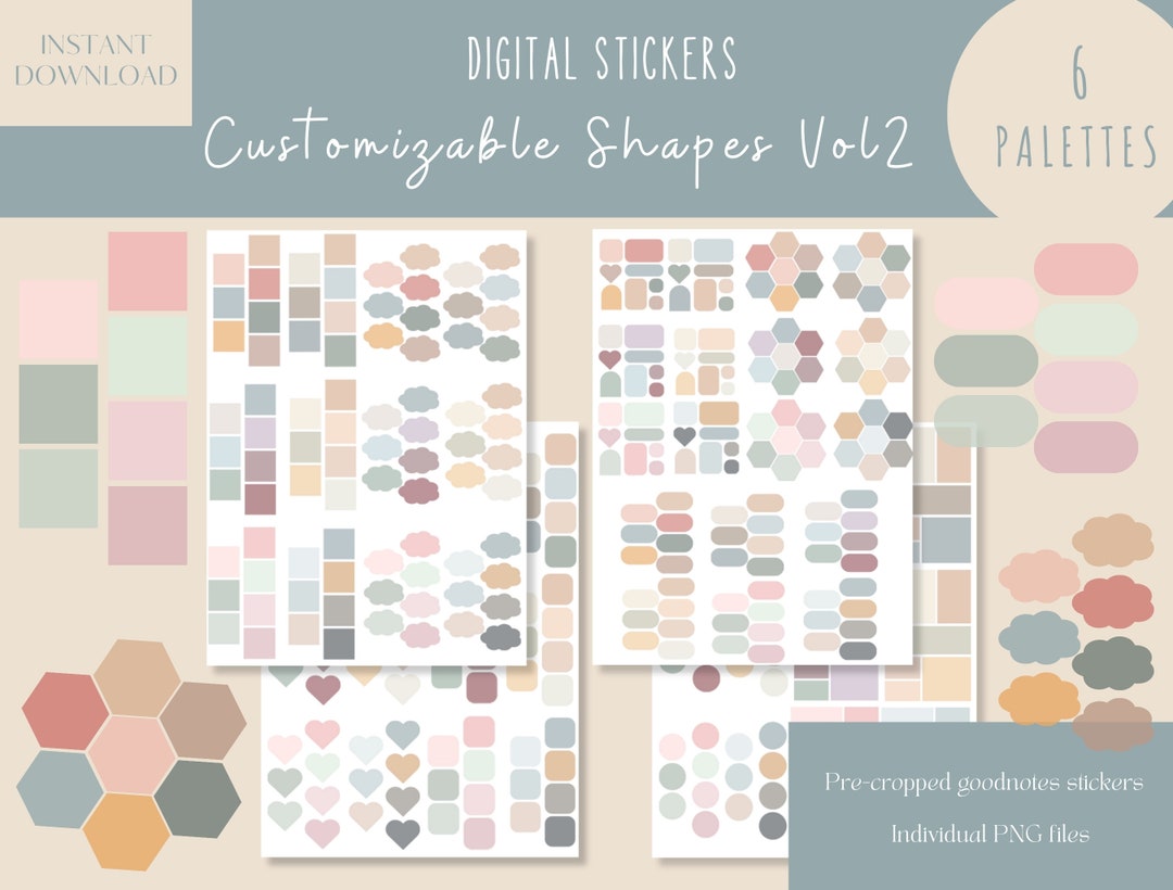 Customizable Shapes Vol2 Goodnotes Stickers|everyday Digital Stickers ...