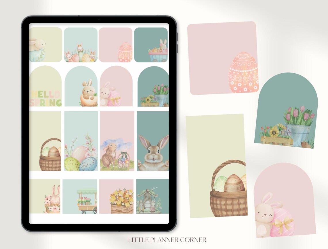 April 2025 Shapes Background Goodnotes Stickers| Easter Digital ...