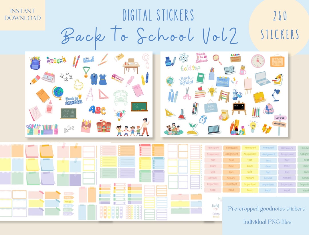 Back to School Vol2 Goodnotes Stickers|everyday Digital Stickers ...