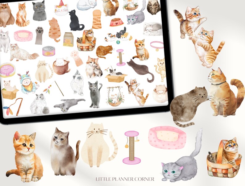 Cute Kitten Goodnotes Stickers | Animals Digital Stickers |cute Cat ...