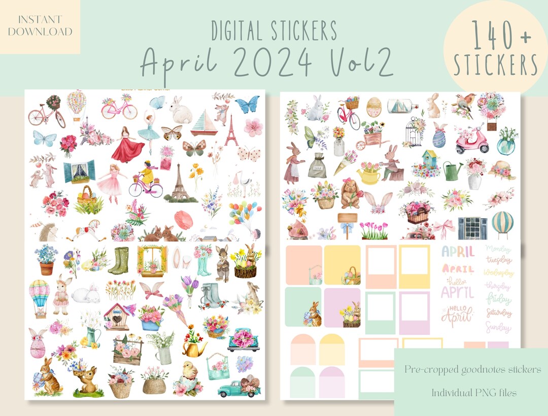 April 2024 Vol2 Goodnotes Stickers|everyday Digital Stickers| Digital ...