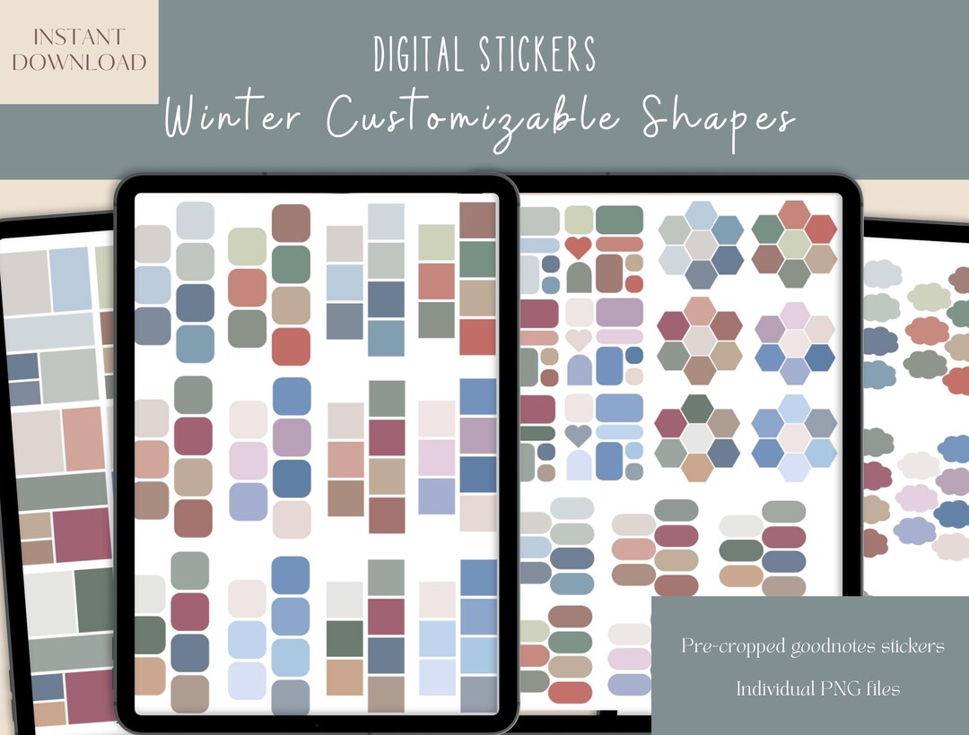 Winter Customizable Shapes Goodnotes Stickers|december Digital Planner ...